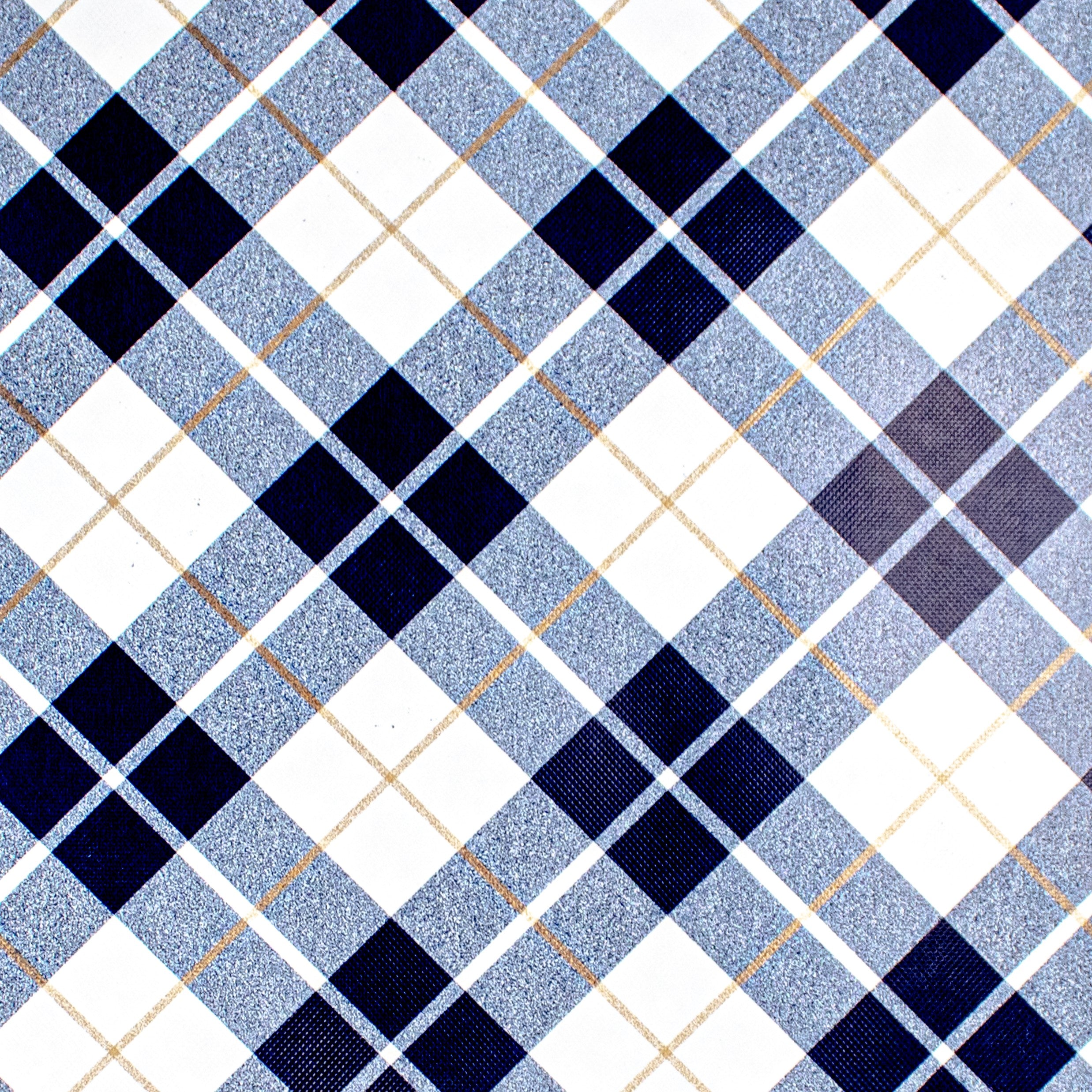 24" x 833 Feet Navy-Gold Plaid Full Ream Gift Wrap