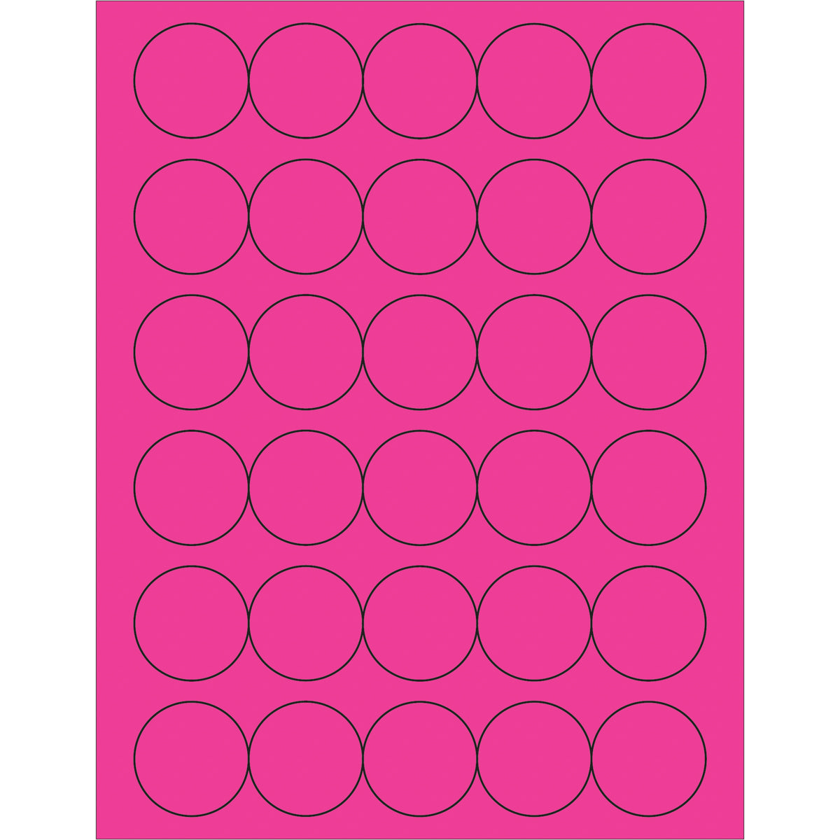1 1/2" Fluorescent Pink Circle Laser Labels