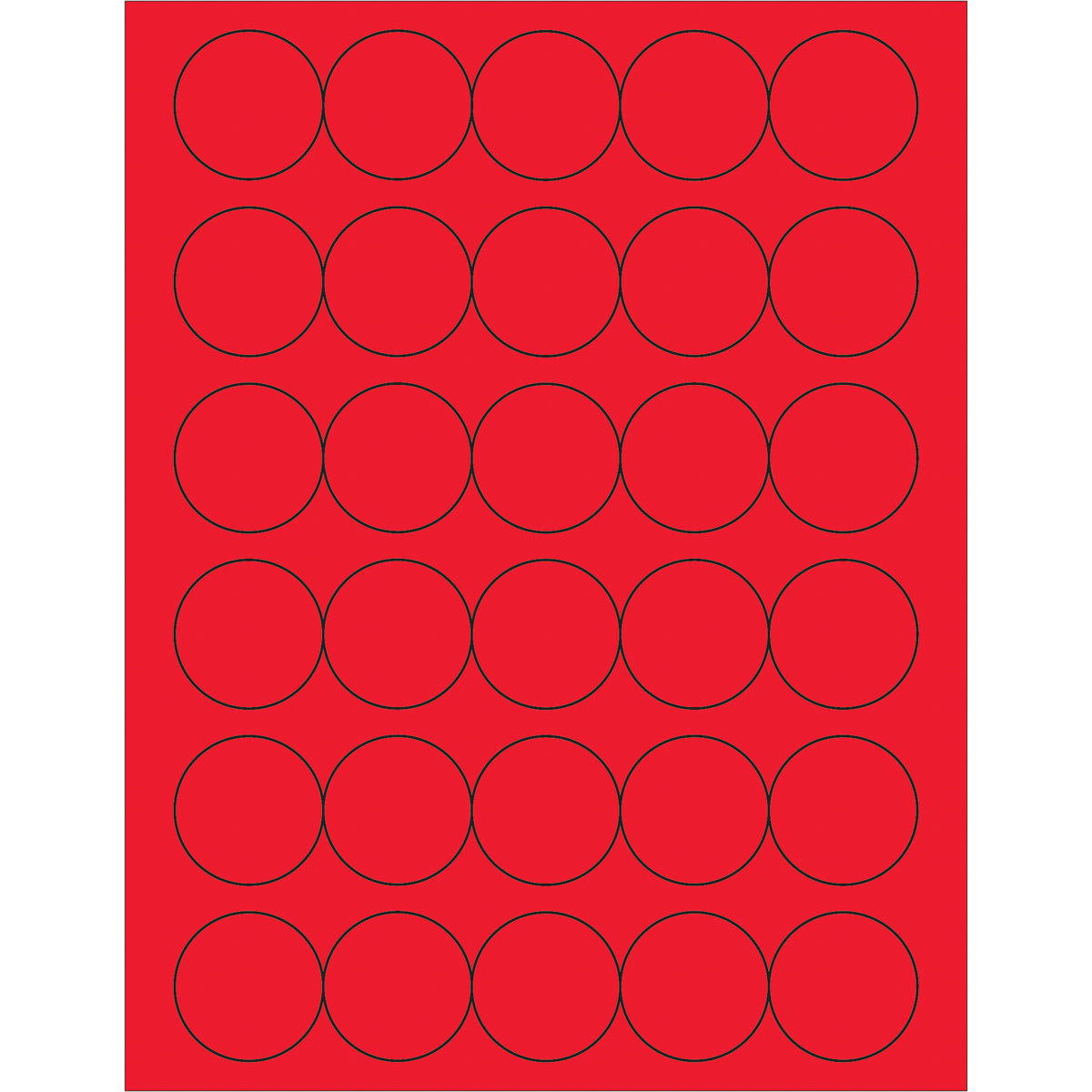 1 1/2" Fluorescent Red Circle Laser Labels