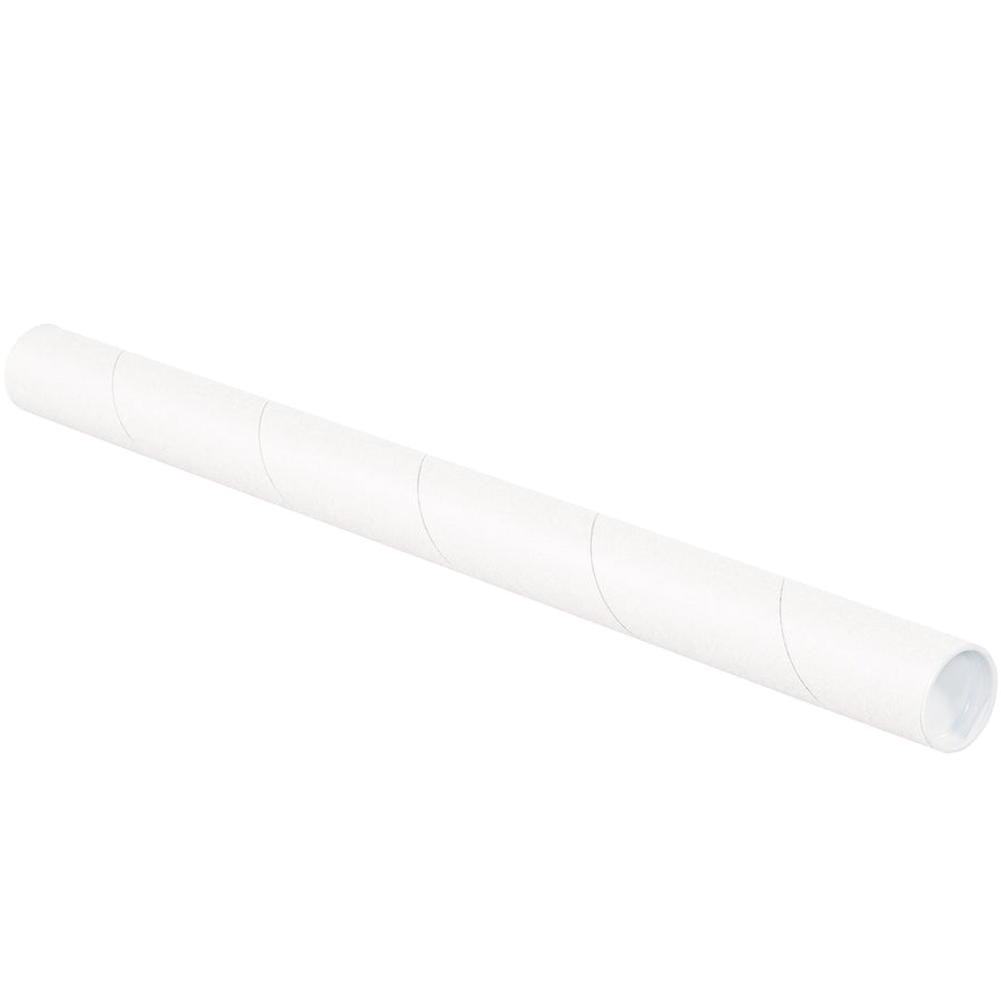 1 1/2 x 15 White Mailing Tubes With End Caps .060 Gauge ...