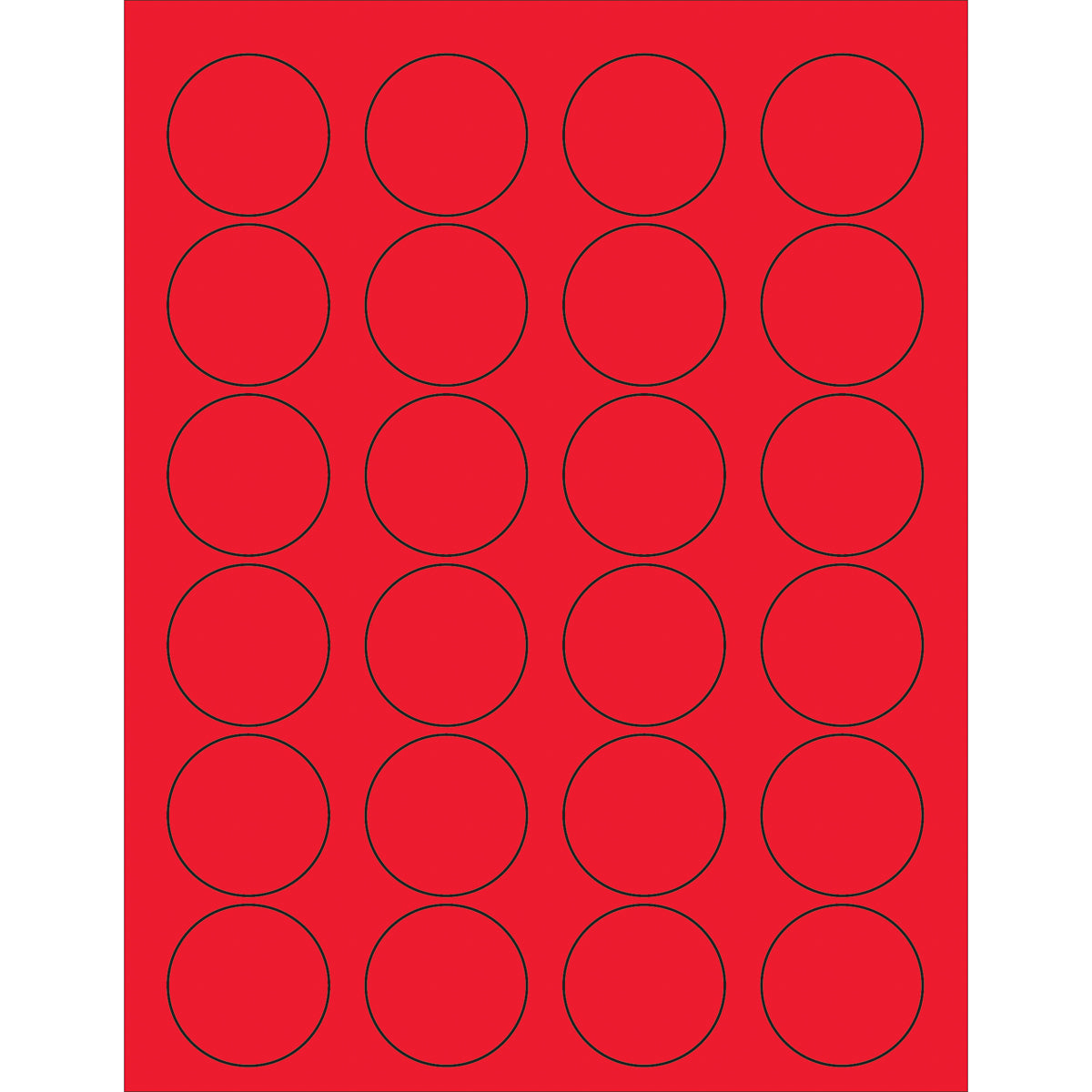 1 5/8" Fluorescent Red Circle Laser Labels