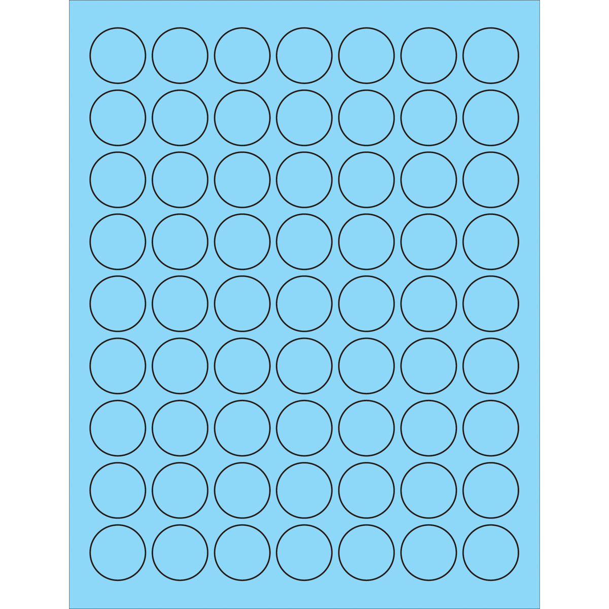 1" Fluorescent Pastel Blue Circle Laser Labels