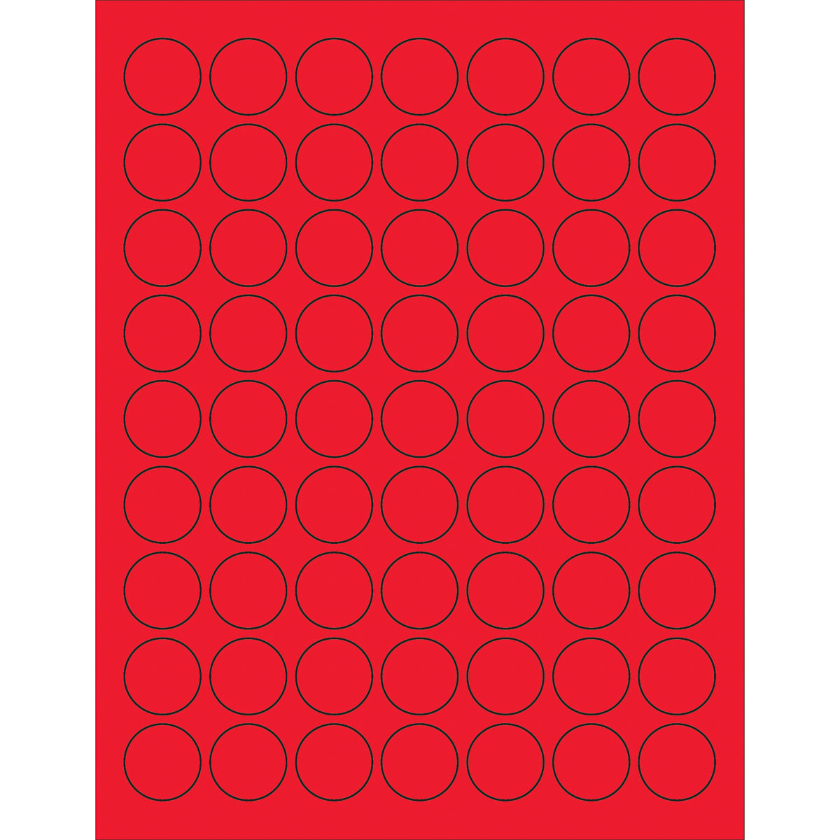 1" Fluorescent Red Circle Laser Labels