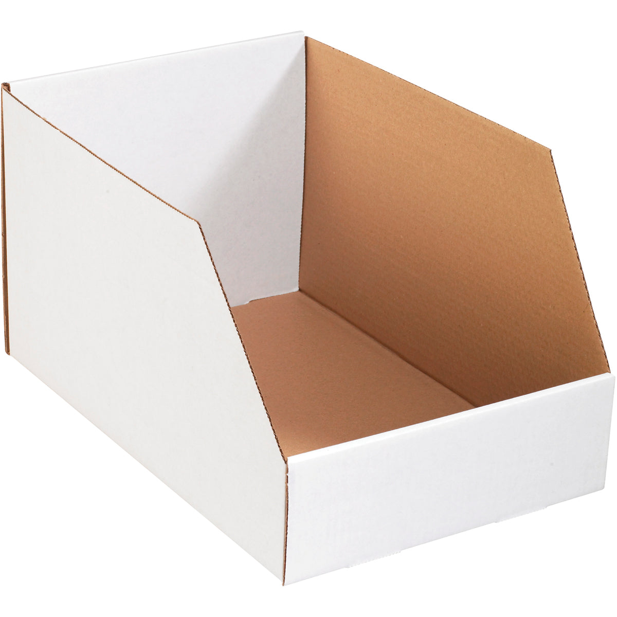 12 x 18 x 10 Open-Top White Corrugated Bin Box