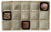 6-15/16 x 4-3/8 x 7/8 (1/2 lb.) Rectangular Candy Tray Gold 15 Cavities
