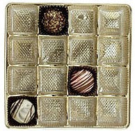5-1/2 x 5-1/2 x 15/16 (8 oz.) Square Candy Tray Gold 16 Cavities