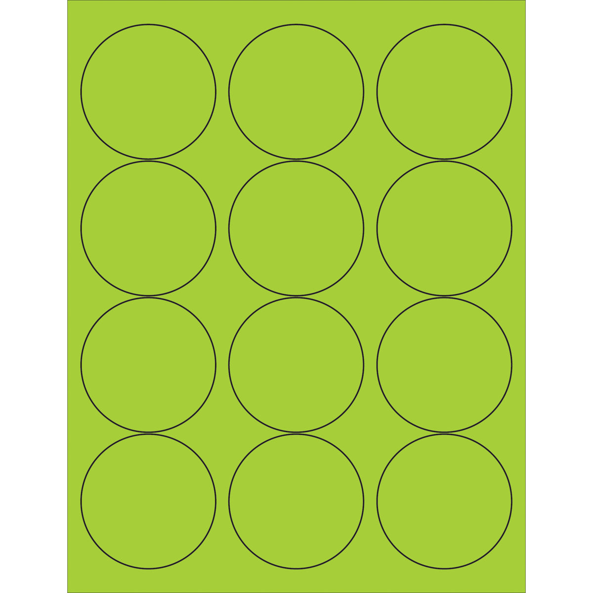 2 1/2" Fluorescent Green Circle Laser Labels