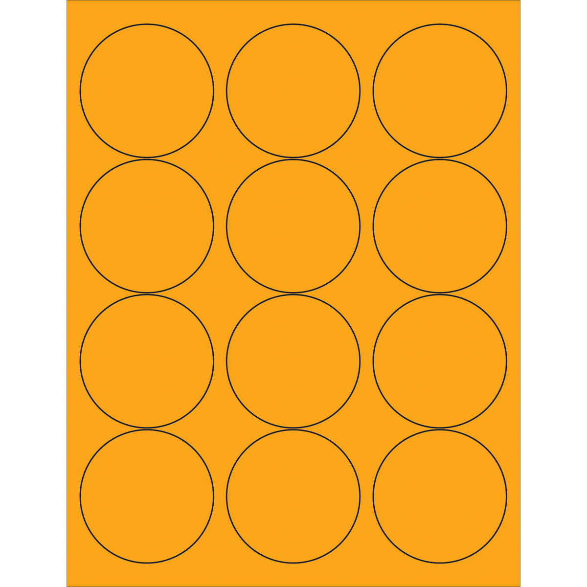 2 1/2" Fluorescent Orange Circle Laser Labels