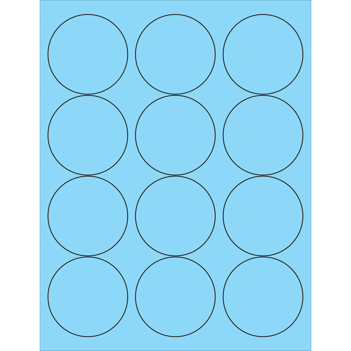 2 1/2" Fluorescent Pastel Blue Circle Laser Labels