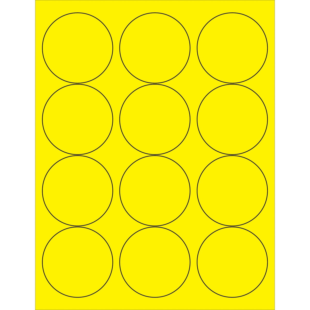 2 1/2" Fluorescent Yellow Circle Laser Labels