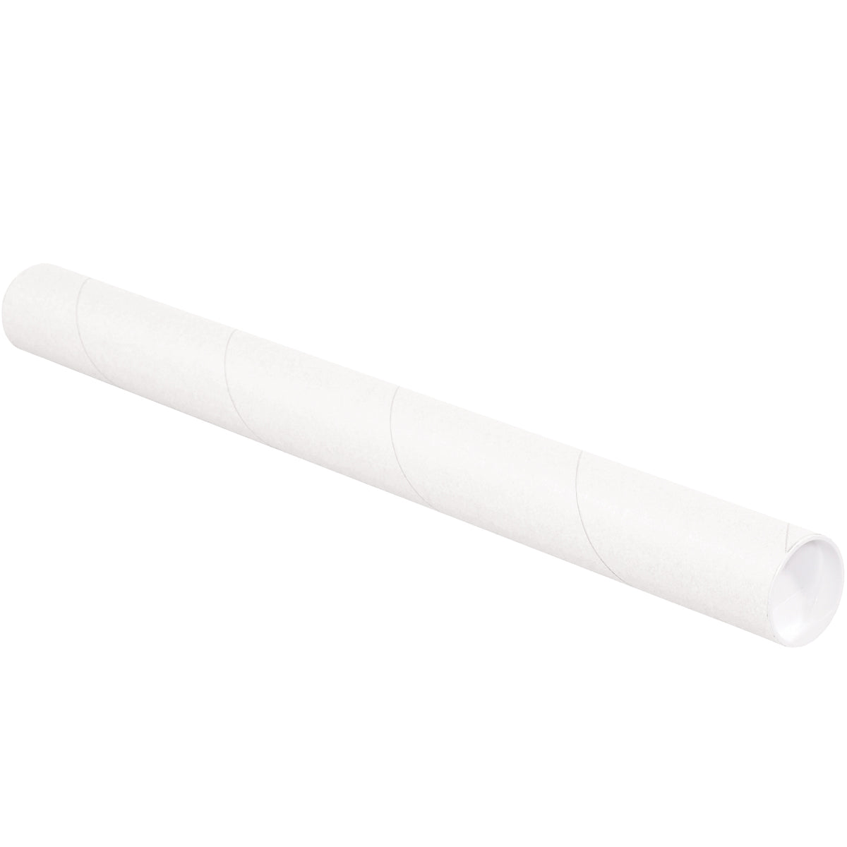 2 1/2 x 48 White Mailing Tubes With End Caps .070 Gauge