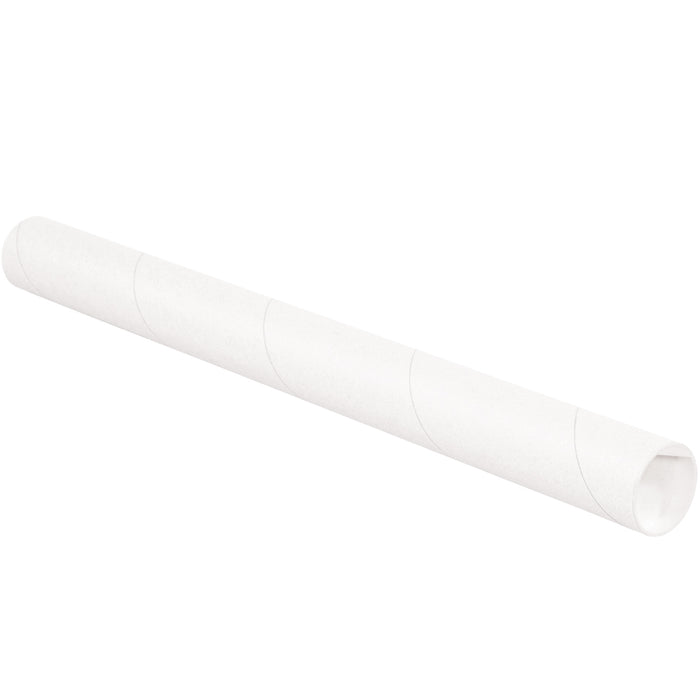 1 1/2 x 24 White Mailing Tubes With End Caps .060 Gauge ...