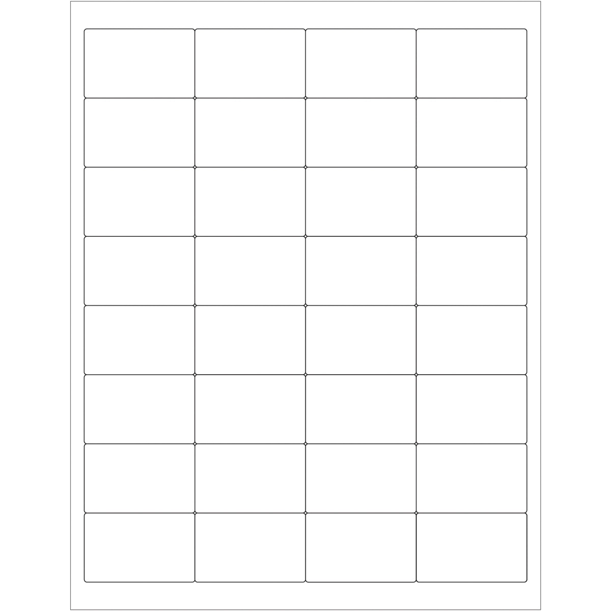 2 x 1 1/4" White Rectangle Laser Labels