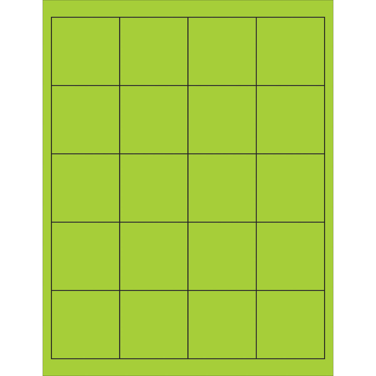 2 x 2" Fluorescent Green Rectangle Laser Labels