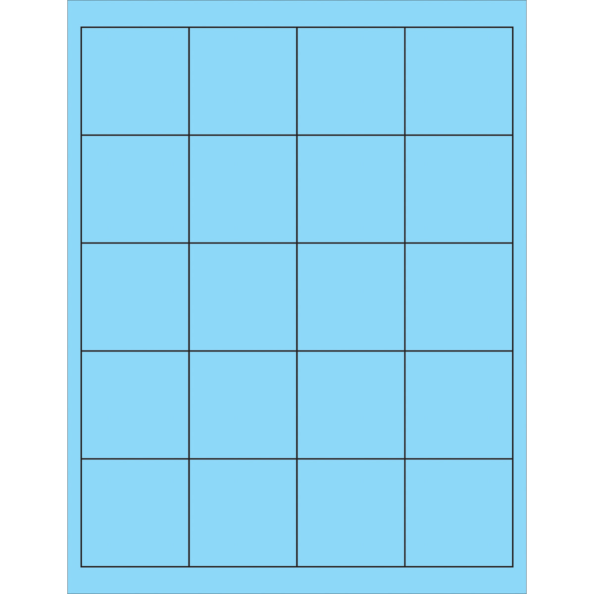 2" x 2" Fluorescent Pastel Blue Rectangle Laser Labels