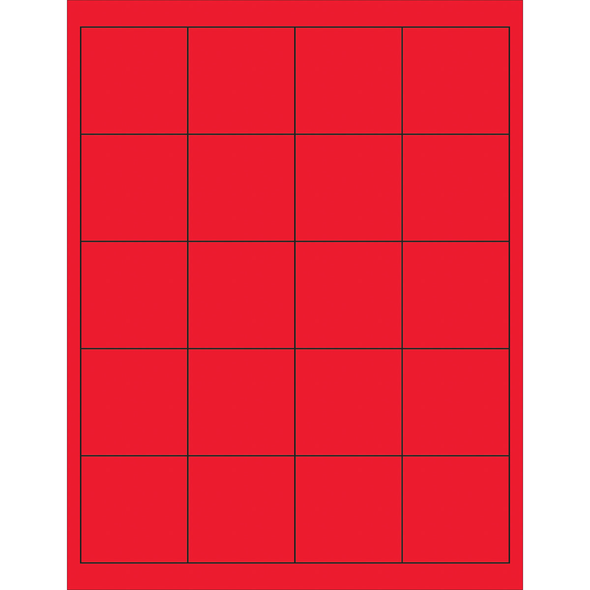 2 x 2"Fluorescent Red Rectangle Laser Labels