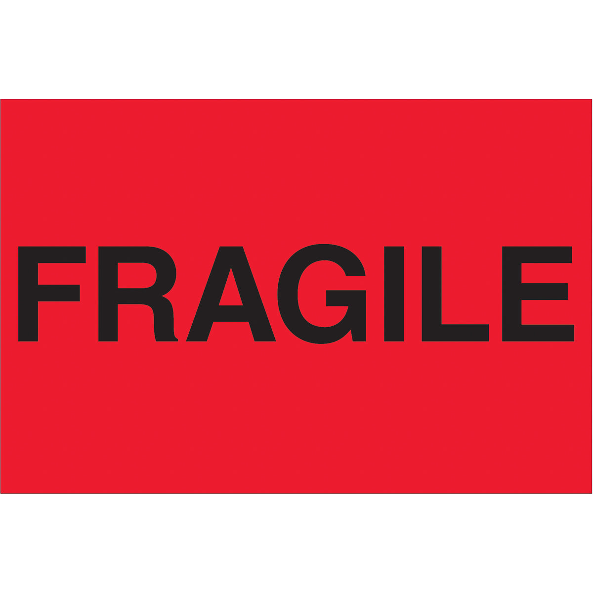 2 x 3" - "Fragile" (Fluorescent Red) Labels 500/Roll