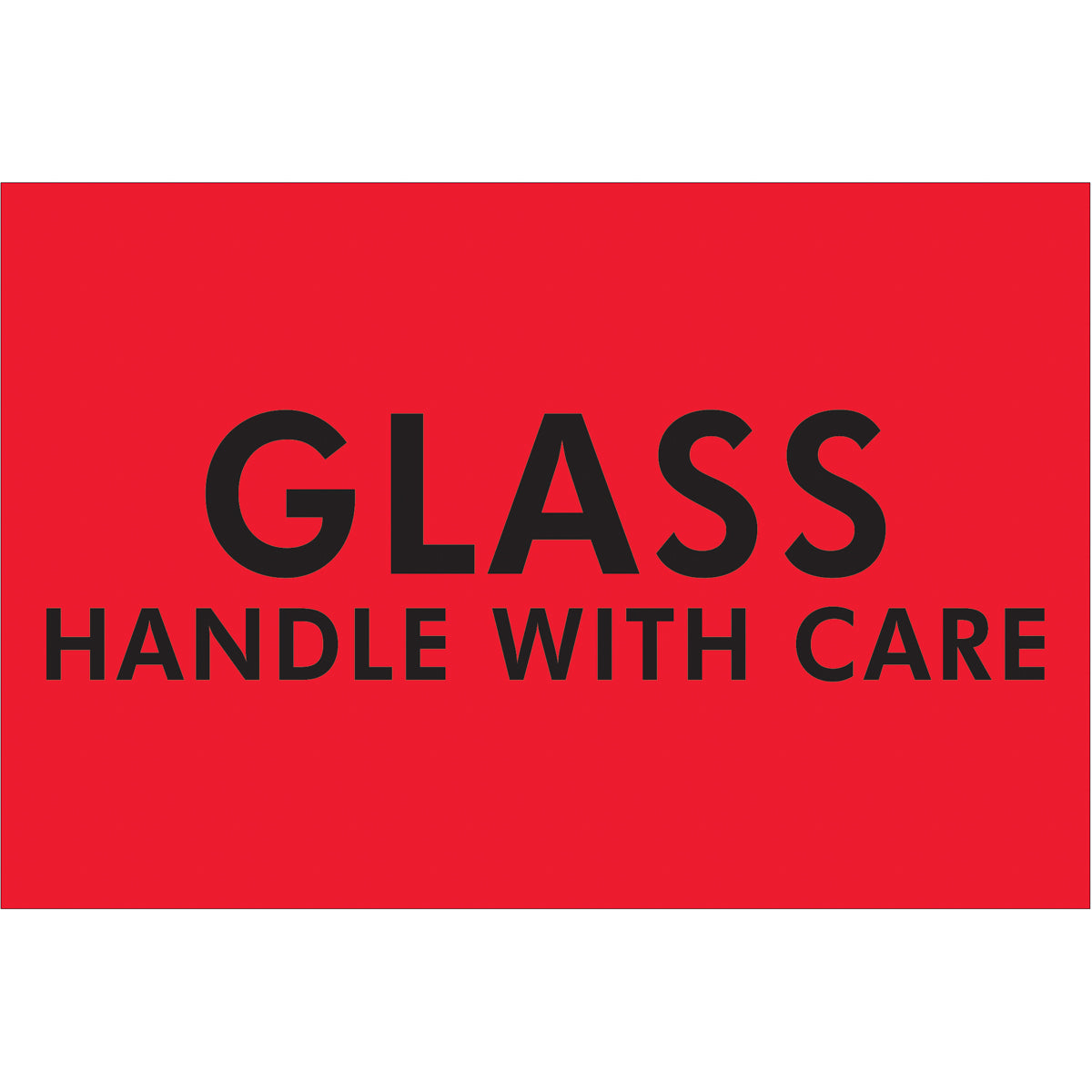 2 x 3" - "Glass - Handle With Care" (Fluorescent Red) Labels 500/Roll
