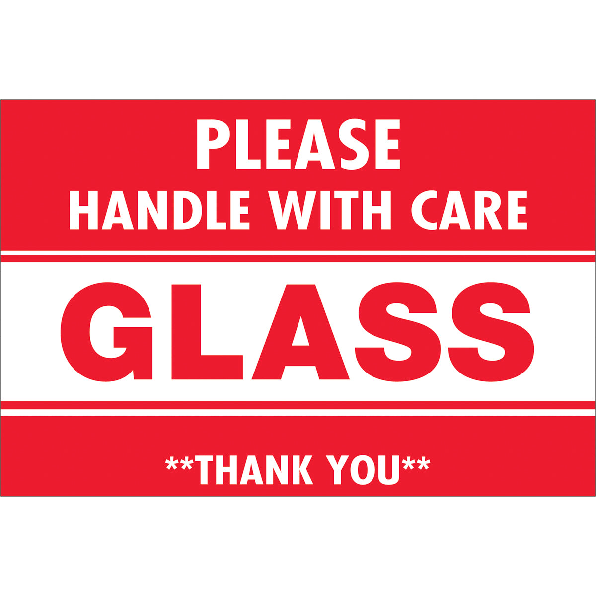 2 x 3" - "Glass - Handle With Care" Labels 500/Roll