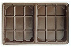 6-15/16 x 4-3/8 x 7/8 (1/2 lb.) Rectangular Candy Tray Brown 2 Cavities