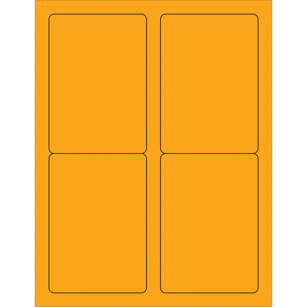 3 1/2 x 5" Fluorescent Orange Rectangle Laser Labels