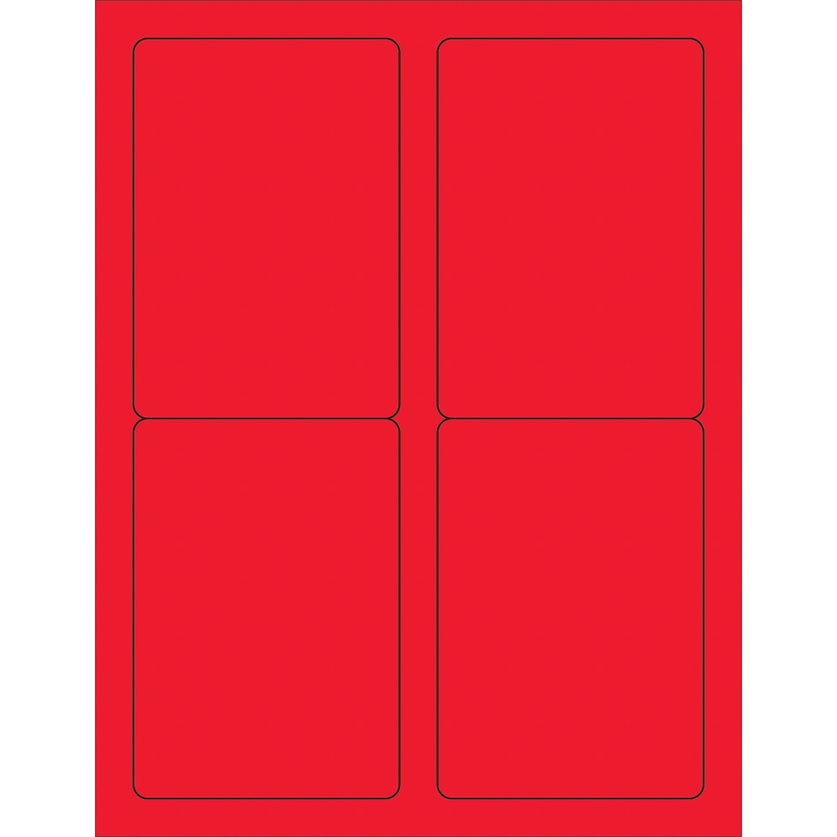 3 1/2 x 5" Fluorescent Red Rectangle Laser Labels