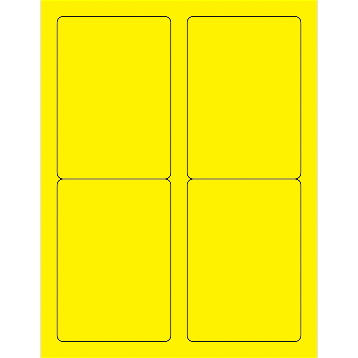 3 1/2 x 5" Fluorescent Yellow Rectangle Laser Labels