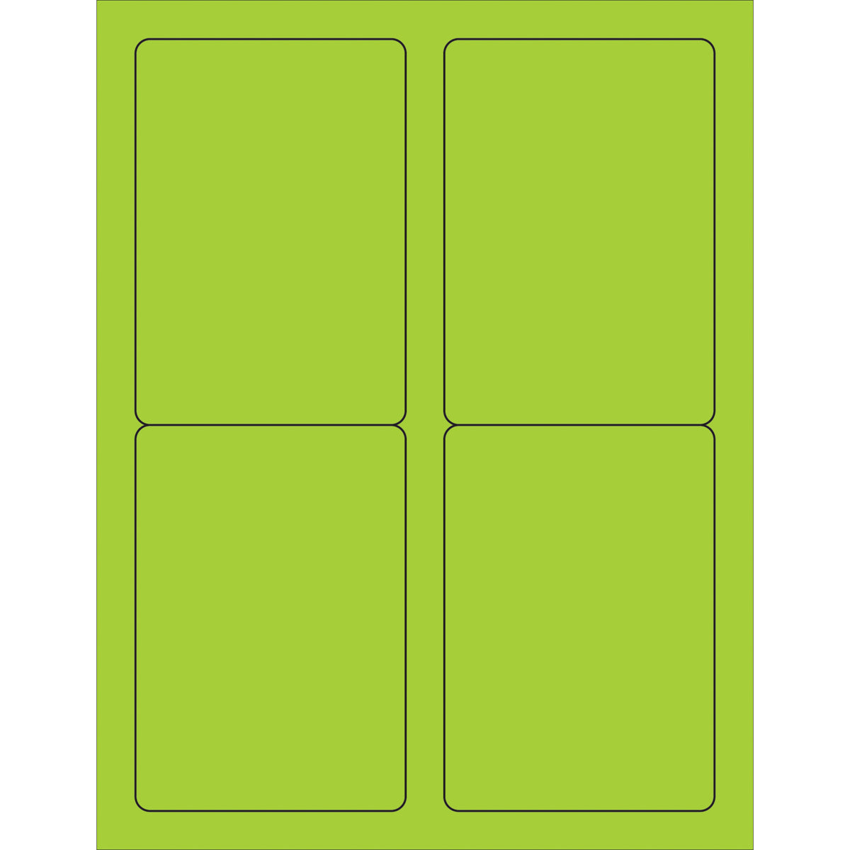 3 1/2 x 5" Green Rectangle Laser Labels