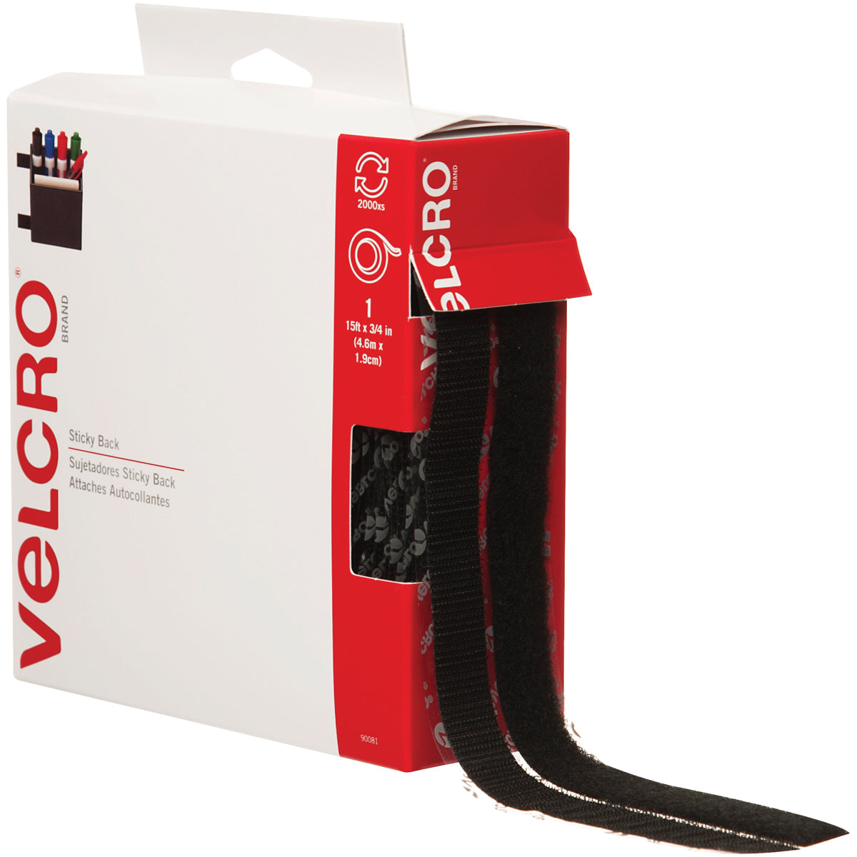 3/4" x 15' - Black VELCRO Brand Tape - Combo Packs