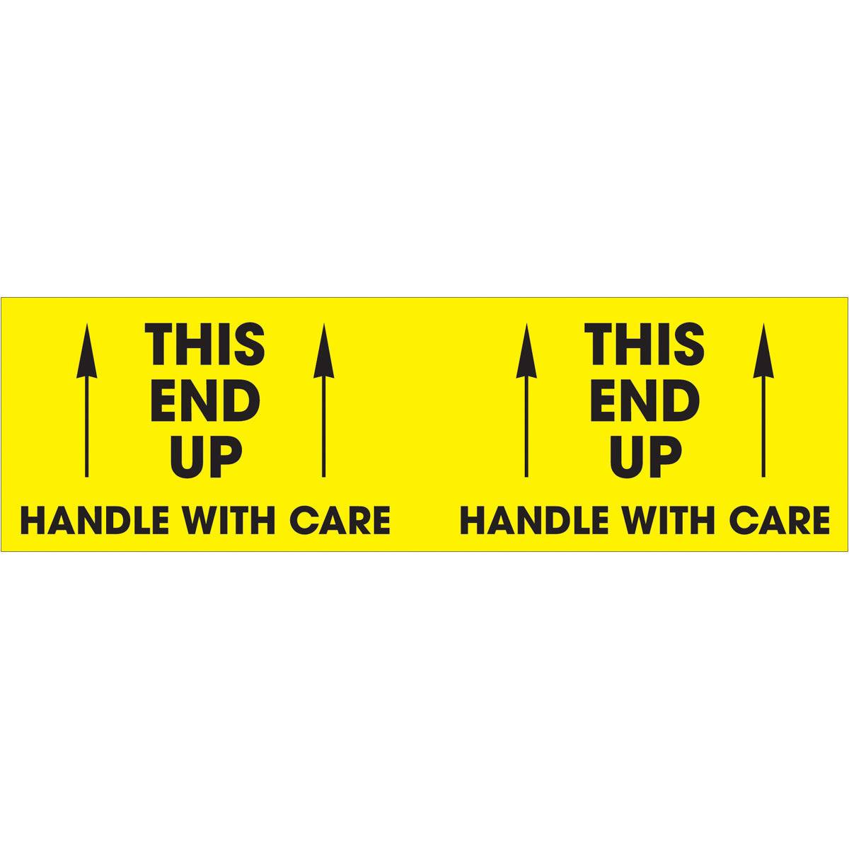3 x 10" - "This End Up - Handle With Care" (Fluorescent Yellow) Labels ...