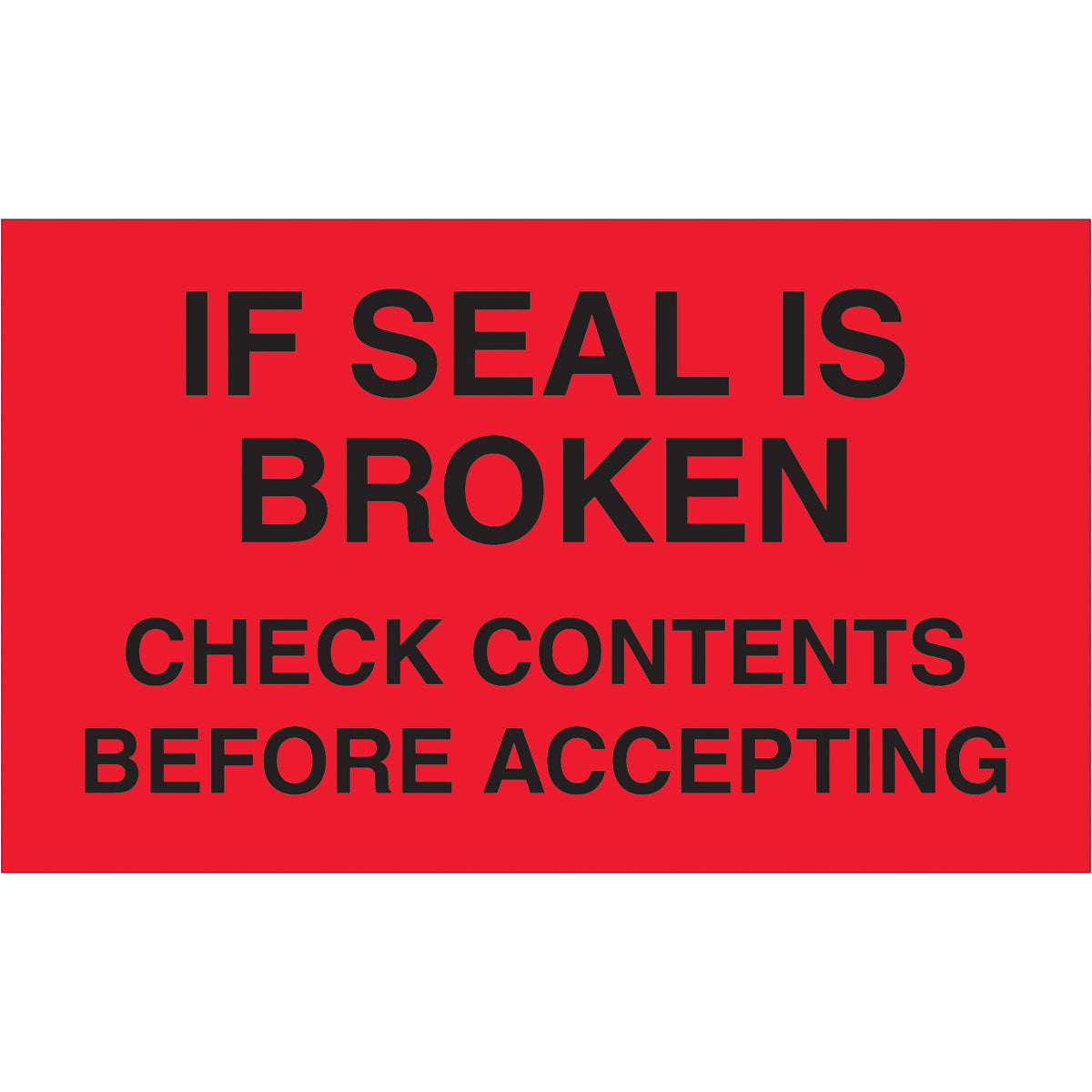 3 x 5" - "Check Contents Before Accepting" (Fluorescent Red) Labels 500 ...