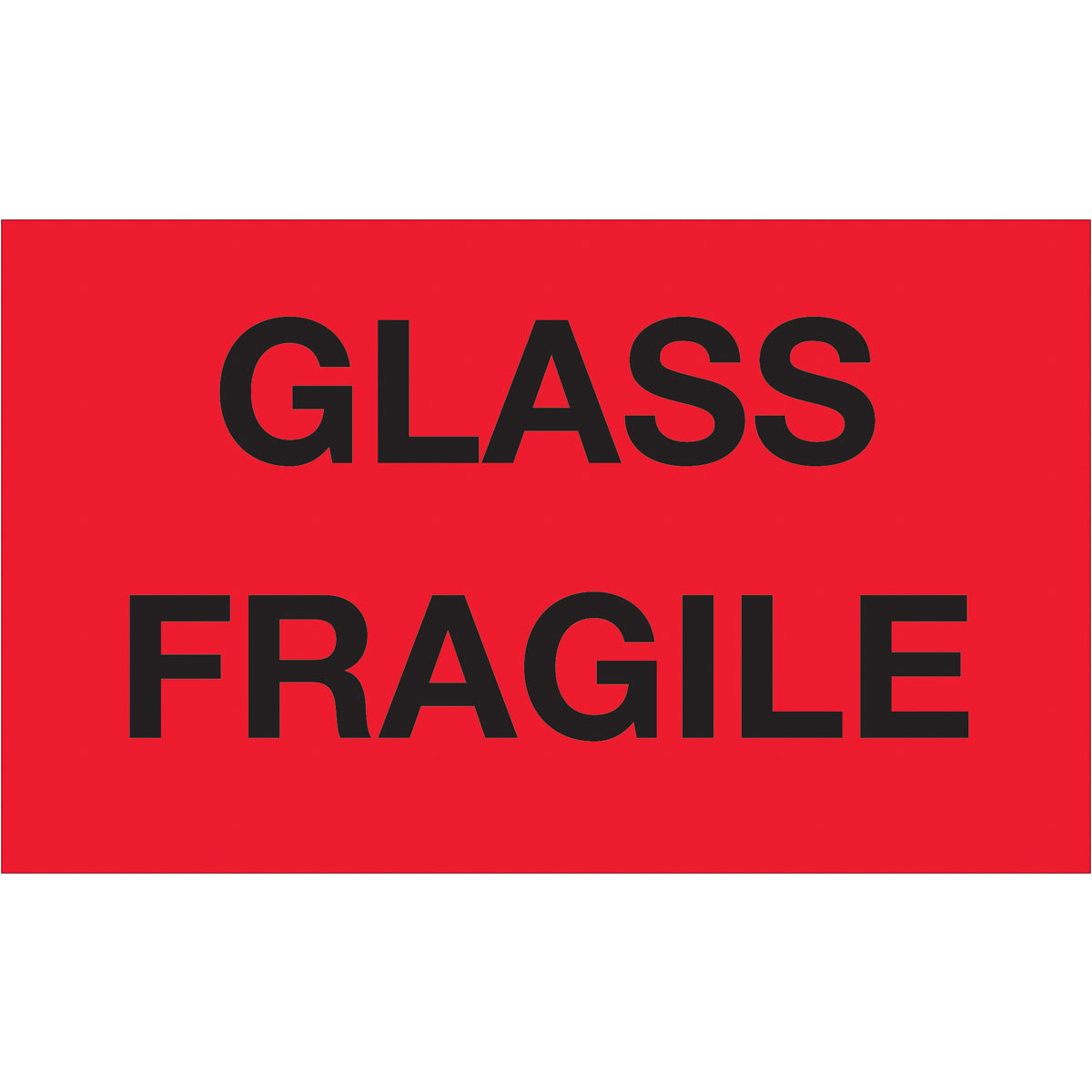 3 x 5" - "Glass - Fragile" (Fluorescent Red) Labels 500/Roll