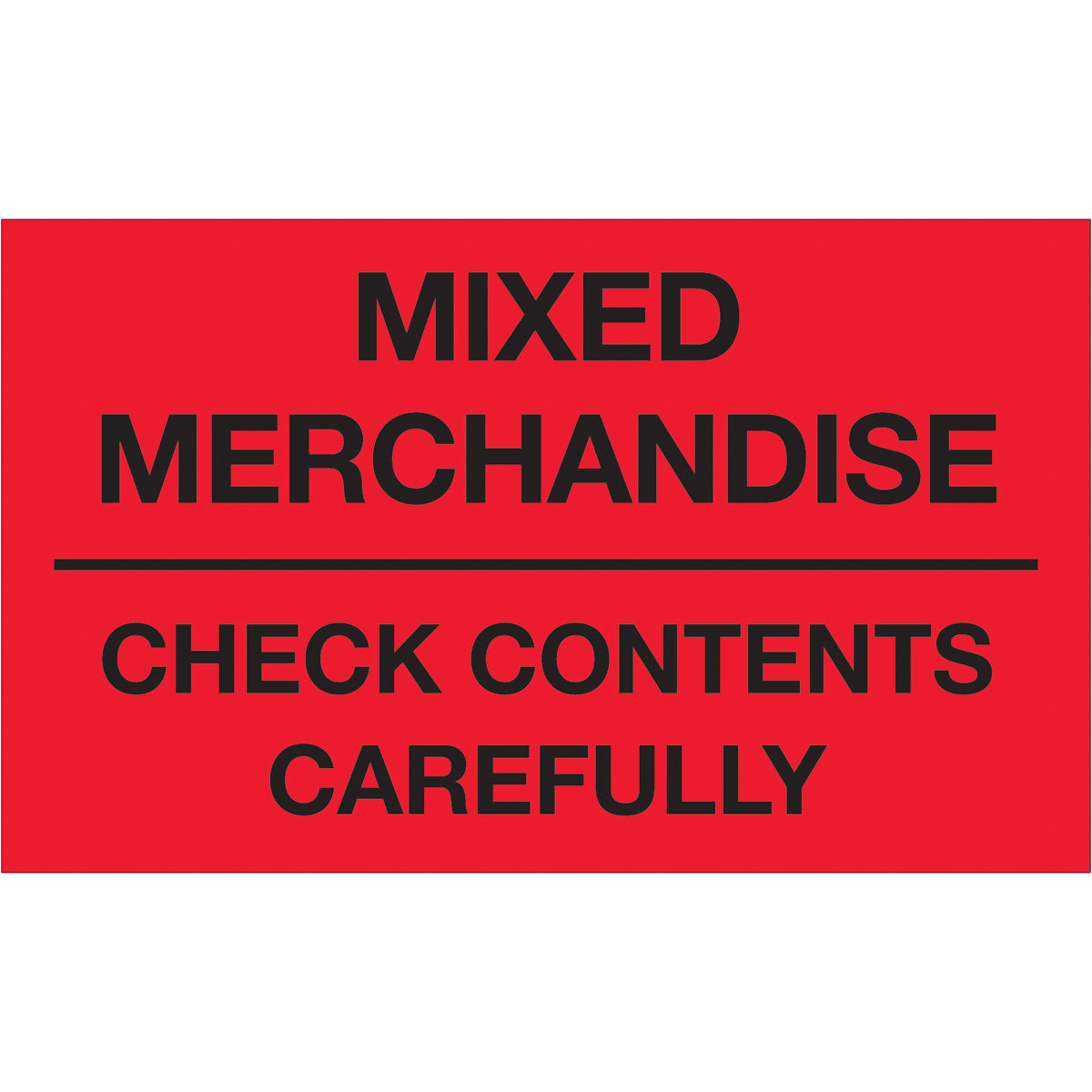 3 x 5" - "Mixed Merchandise - Check Contents Carefully" (Fluorescent ...