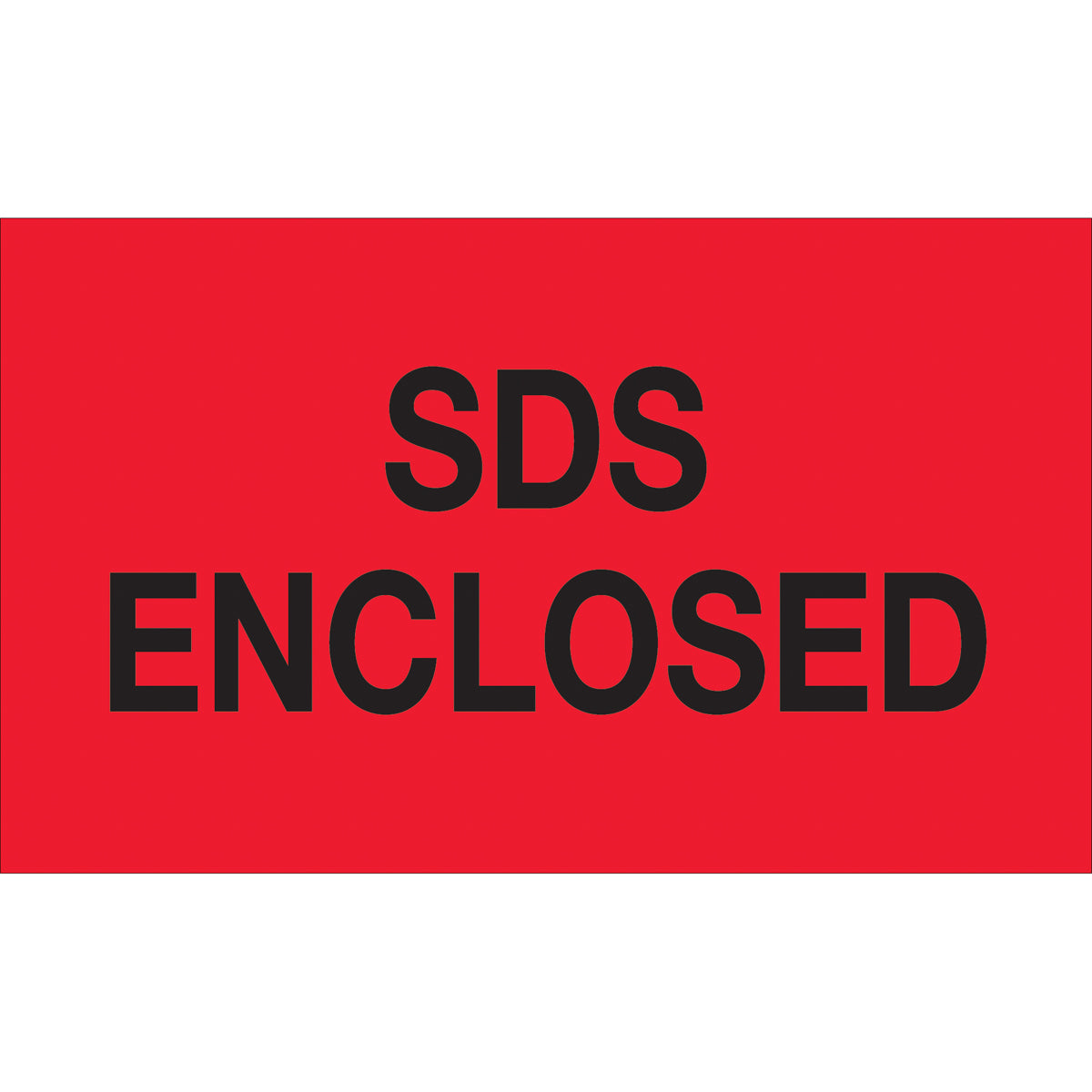 3 x 5" - "SDS Enclosed" (Fluorescent Red) Labels 500/Roll