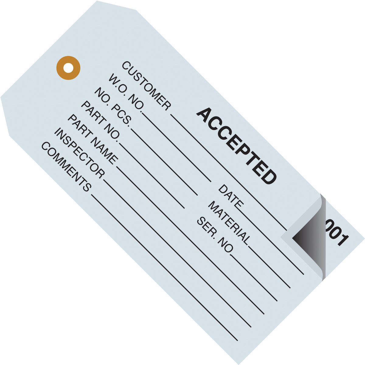 4 3/4 x 2 3/8 - "Accepted" Inspection Tags 2 Part - Numbered 000 - 499