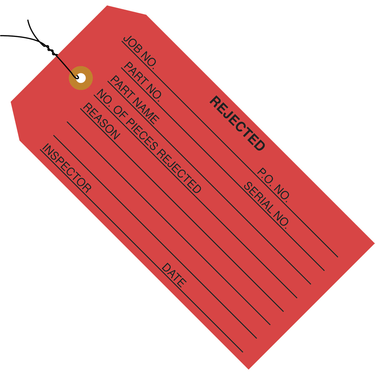 4 3/4 x 2 3/8 - "Rejected" Inspection Tags - Pre-Wired