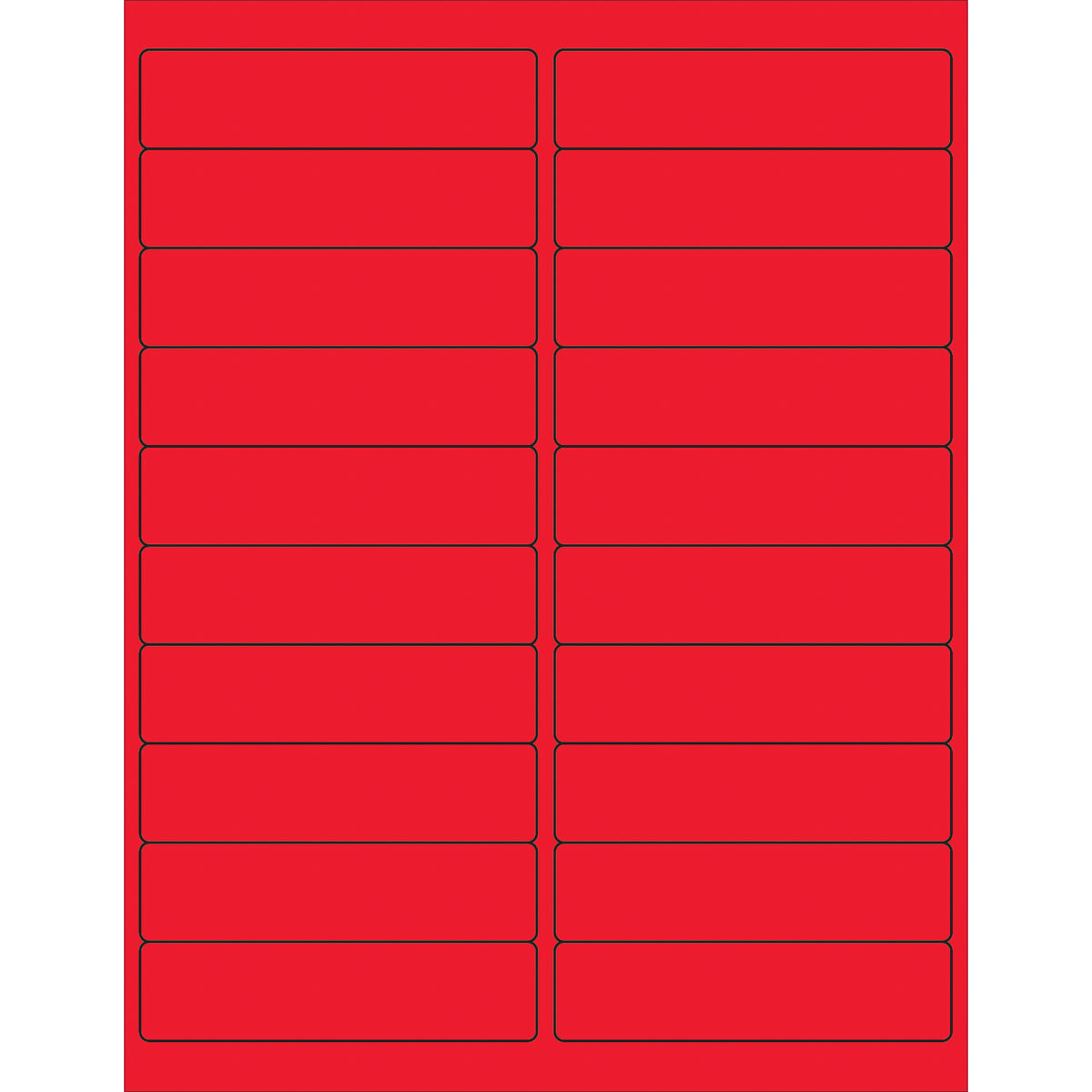 4 x 1" Fluorescent Red Rectangle Laser Labels