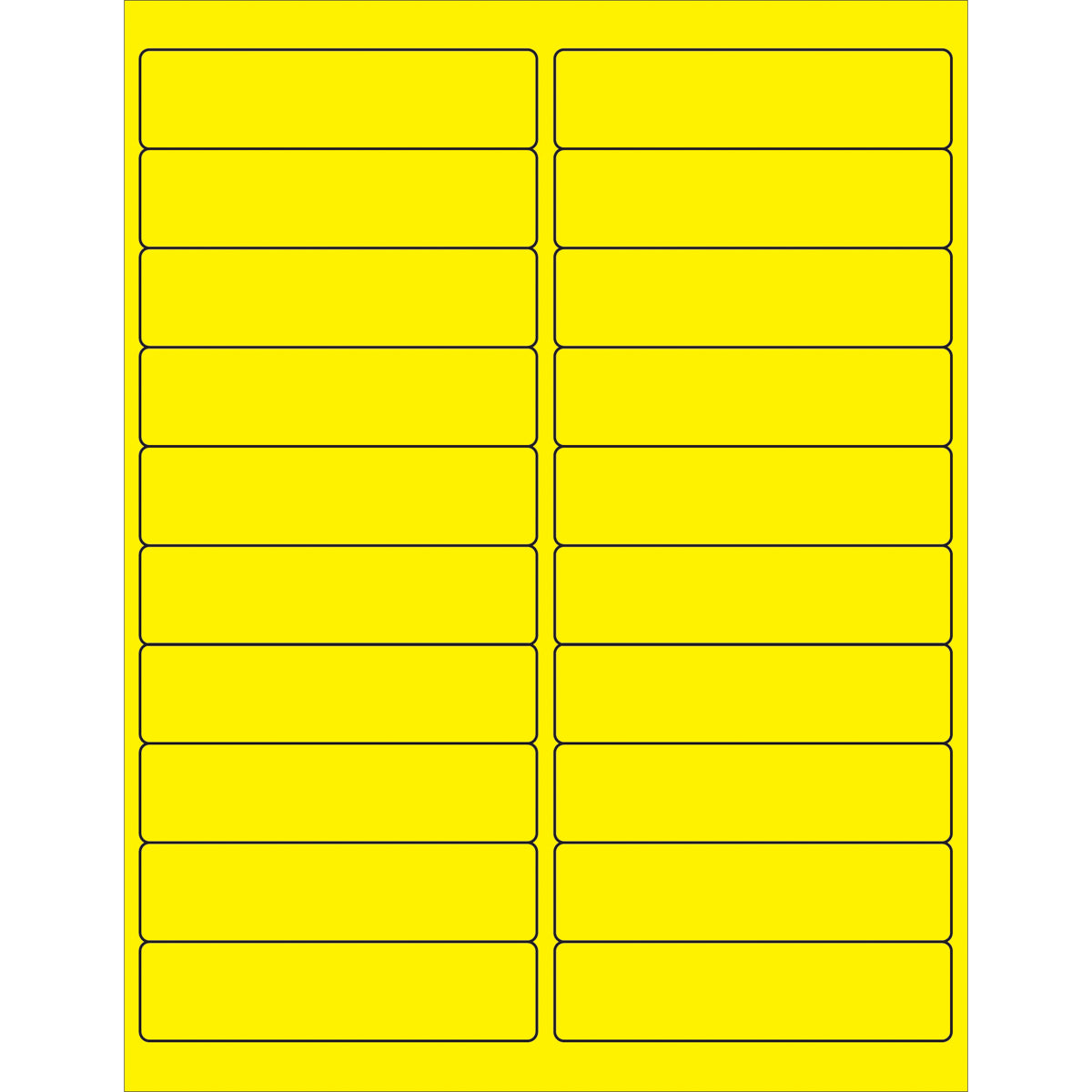 4 x 1" Fluorescent Yellow Rectangle Laser Labels