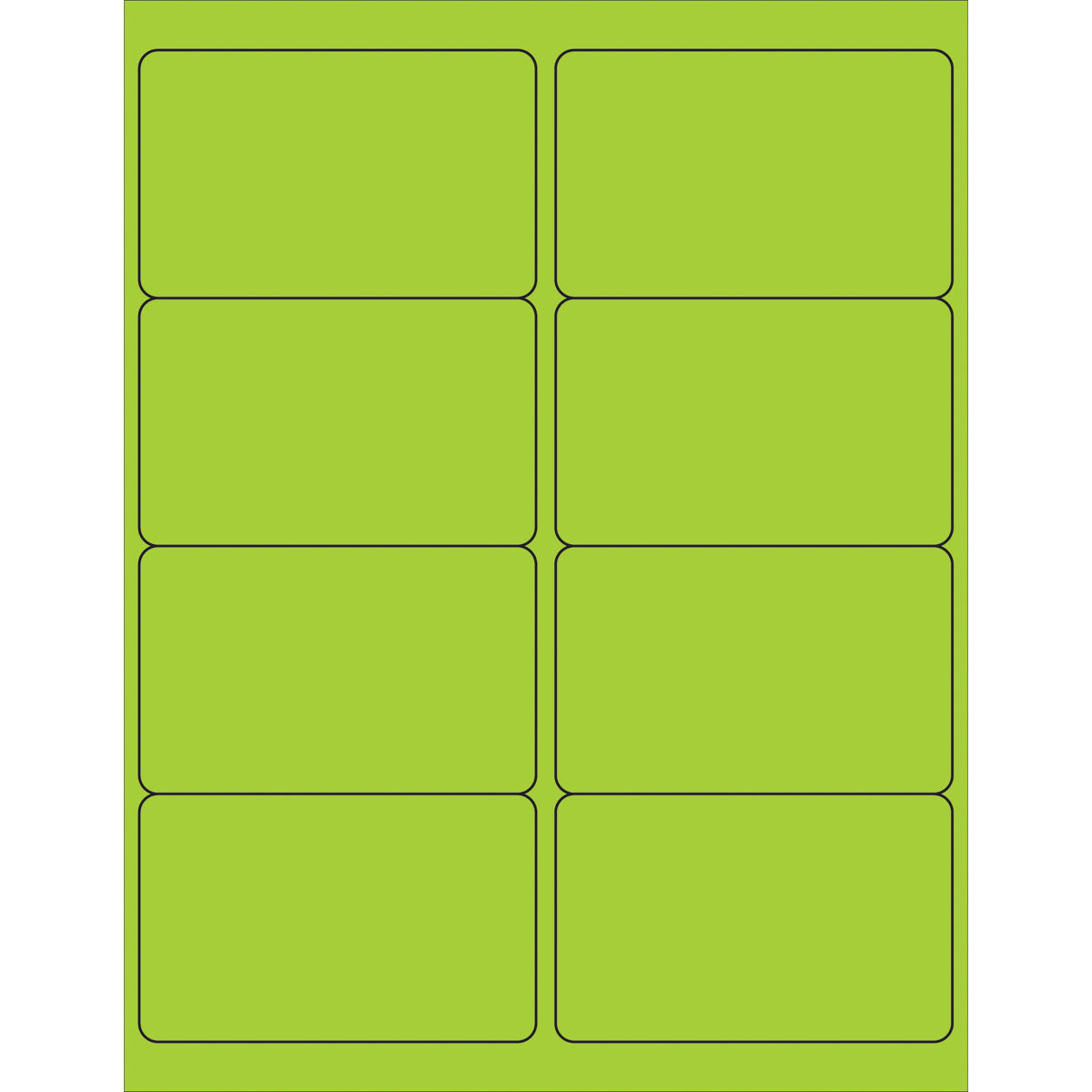 4 x 2 1/2" Fluorescent Green Rectangle Laser Labels