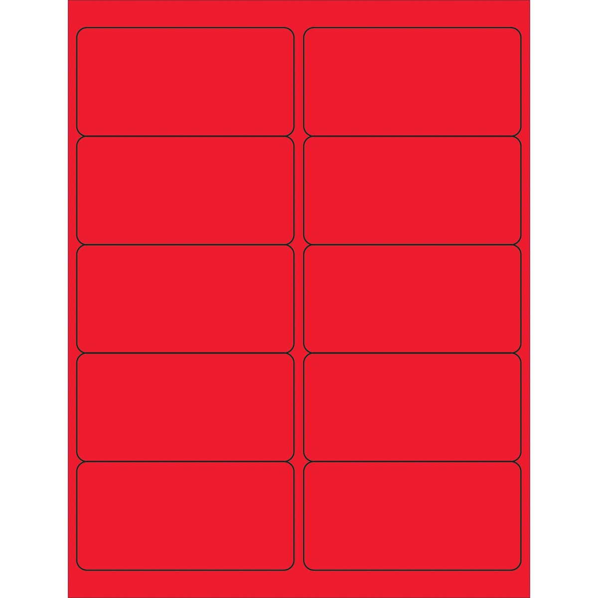 4 x 2" Fluorescent Red Rectangle Laser Labels