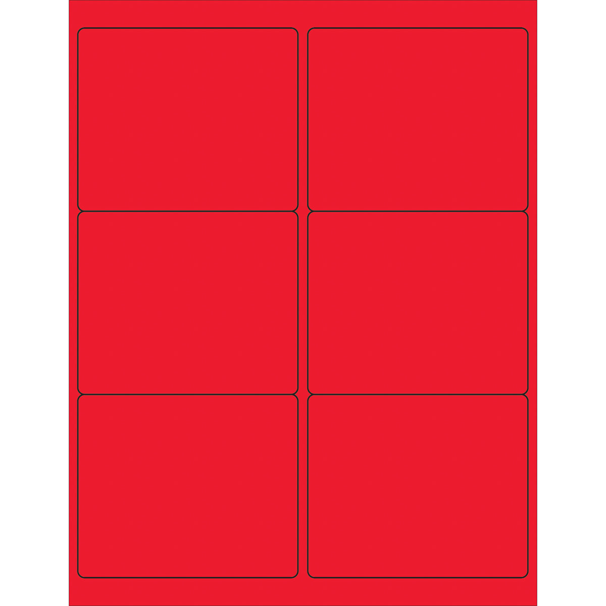 4 x 3 1/3" Fluorescent Red Rectangle Laser Labels