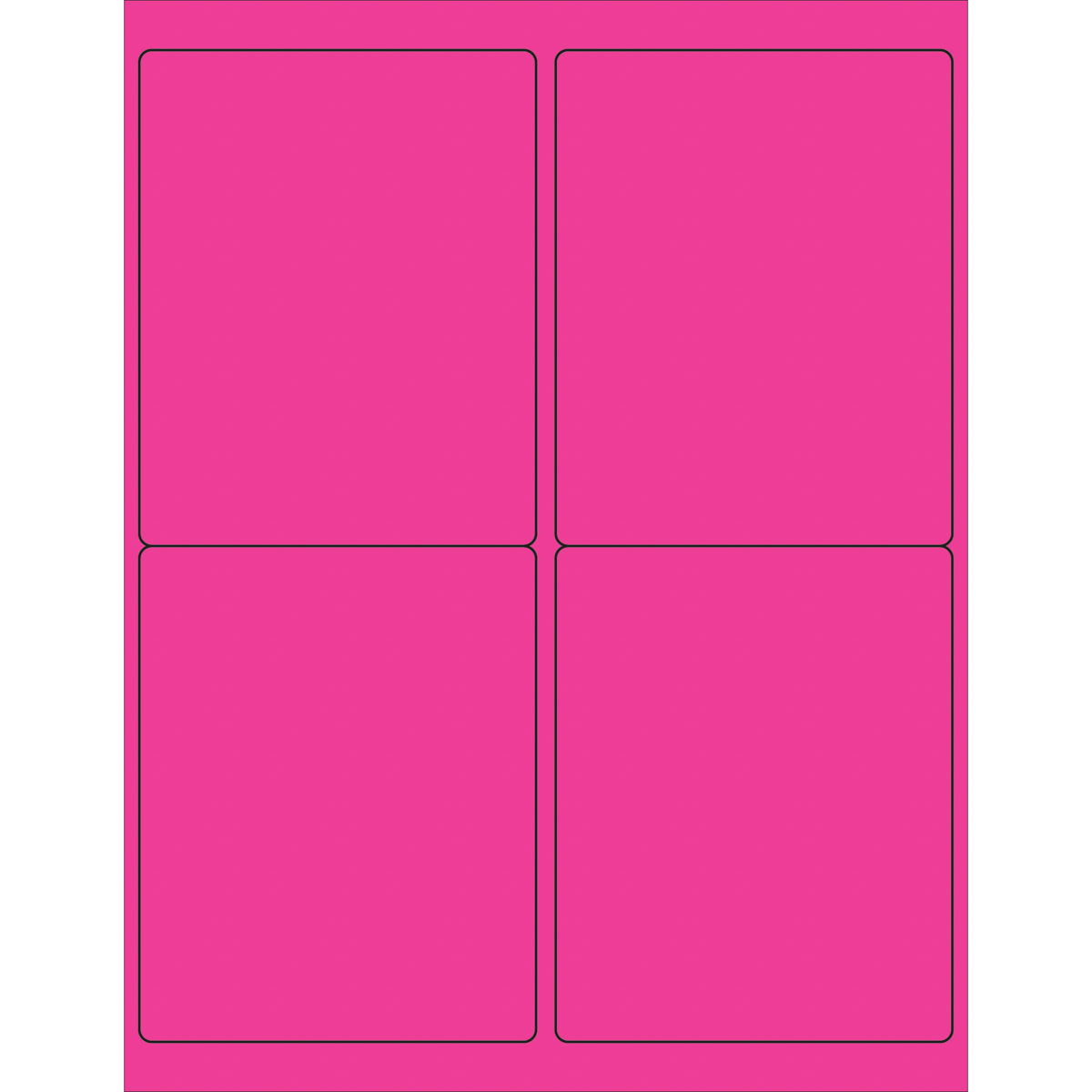 4 x 5" Fluorescent Pink Rectangle Laser Labels