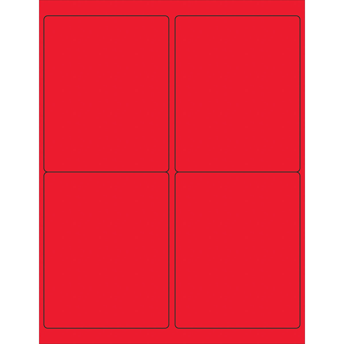4 x 5" Fluorescent Red Rectangle Laser Labels