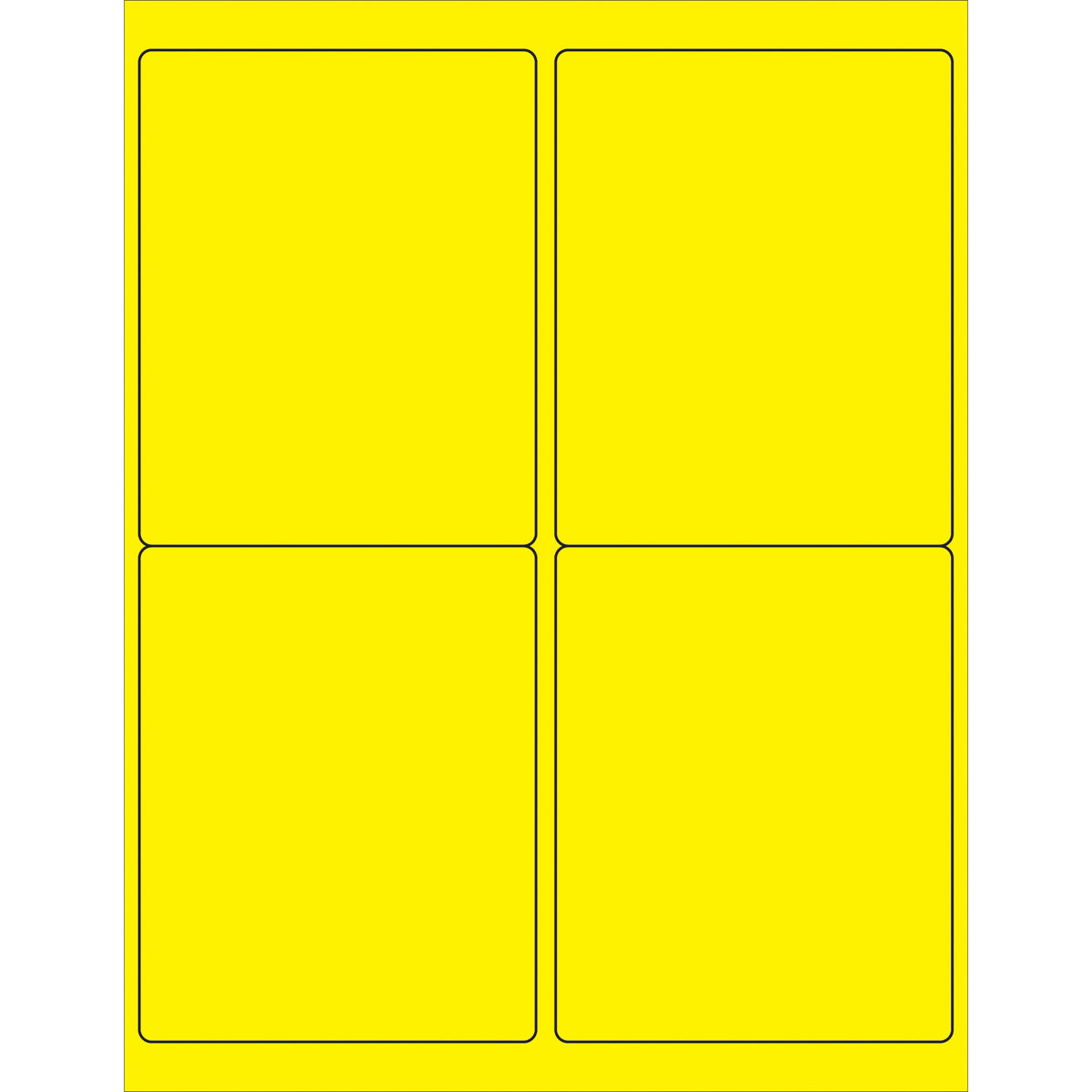 4 x 5" Fluorescent Yellow Rectangle Laser Labels