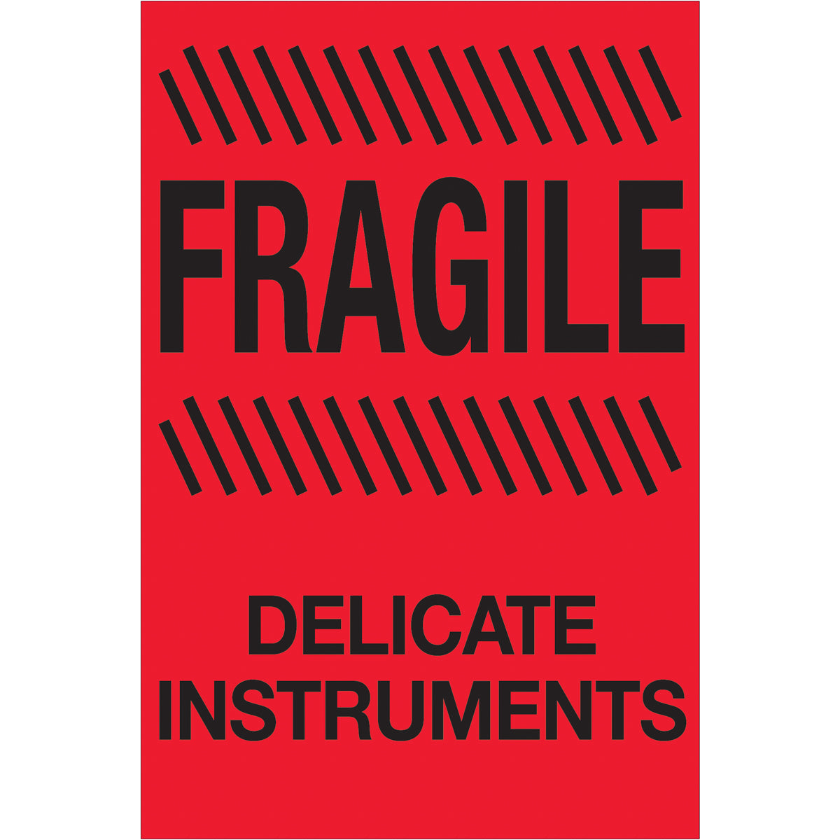 4 x 6" - "Fragile - Delicate Instruments" (Fluorescent Red) Labels 500/Roll