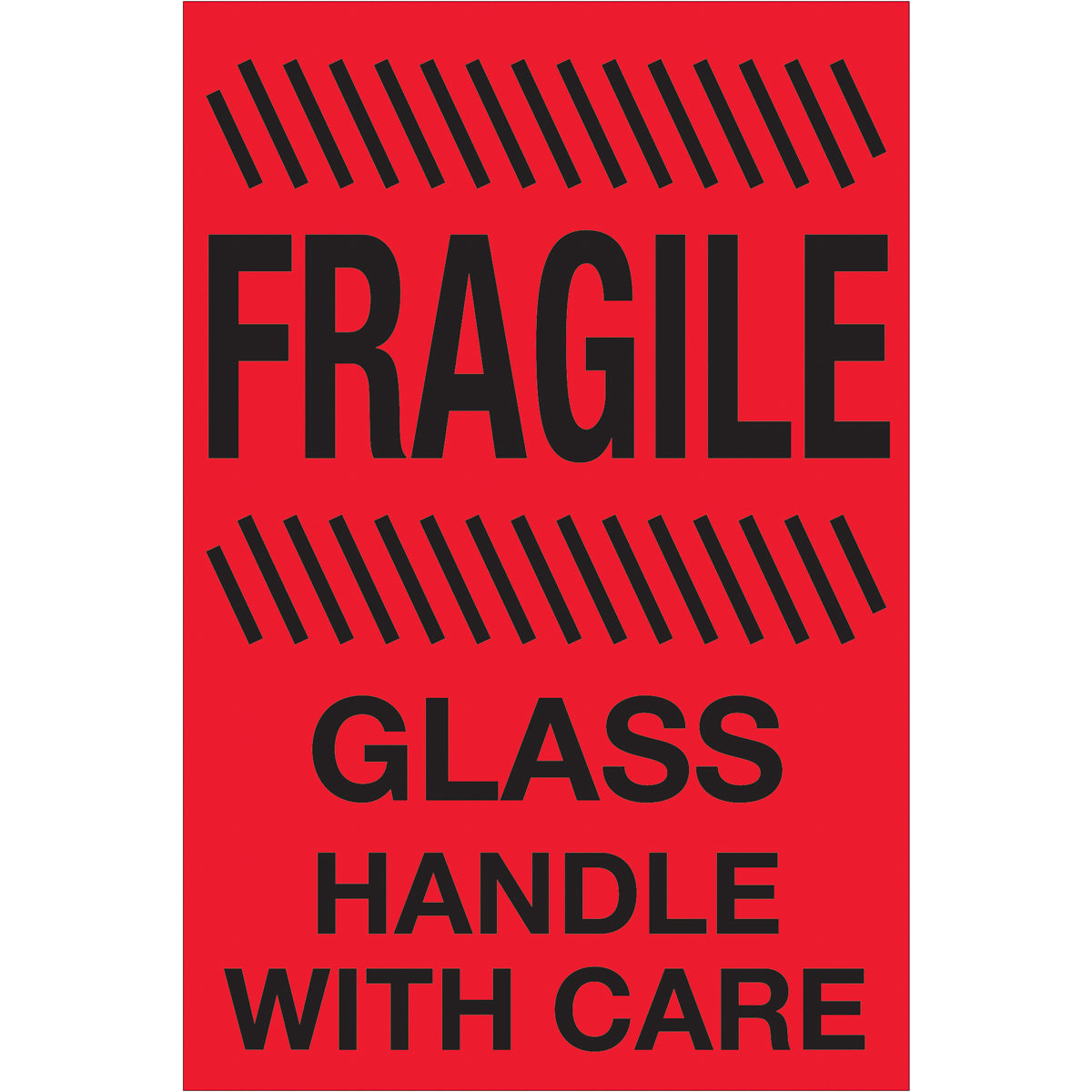 4 x 6" - "Fragile - Glass - Handle With Care" (Fluorescent Red) Labels ...