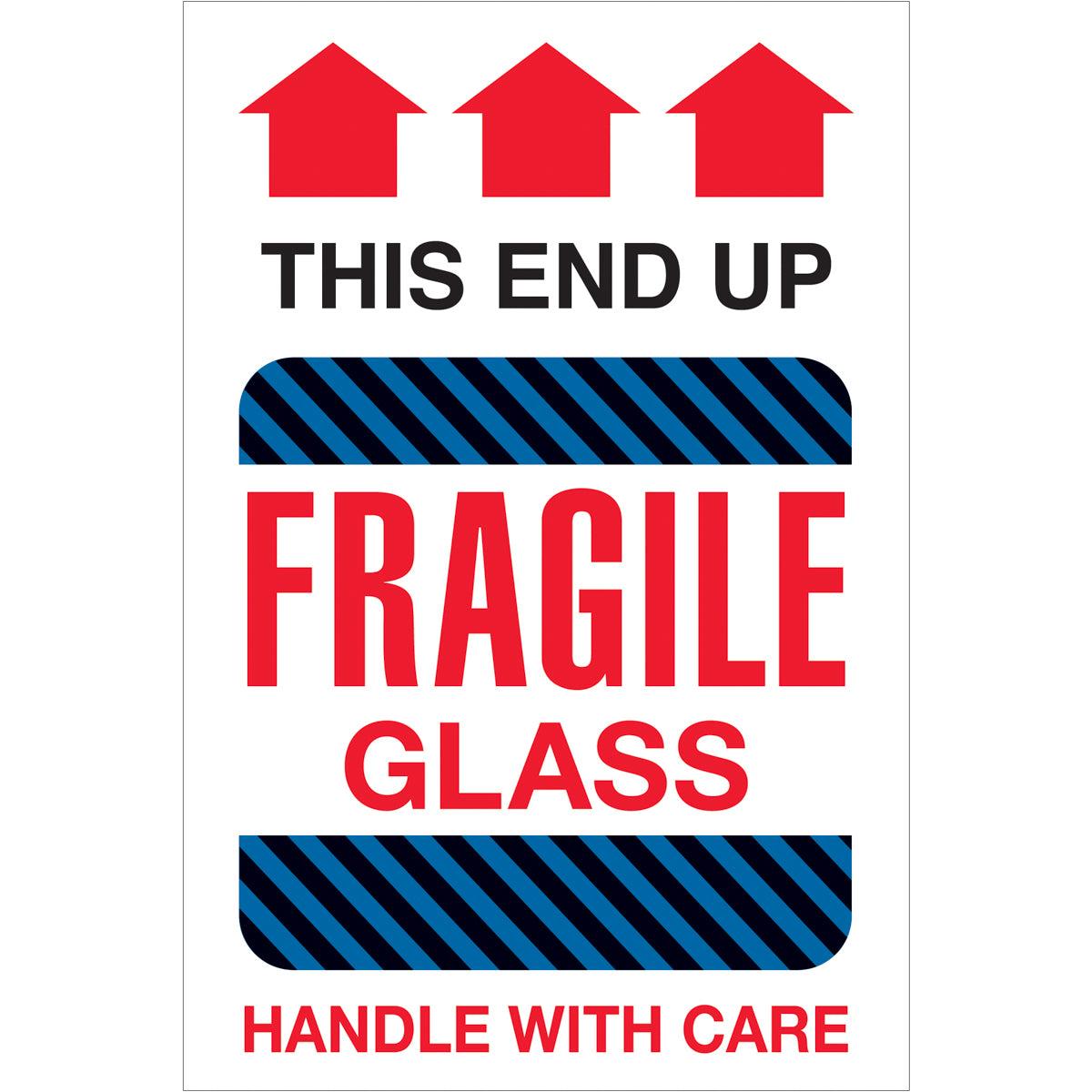 4 x 6" - "Fragile Glass - This End Up" Labels 500/Roll