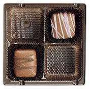 3-7/16 x 3-7/16 x 15/16 (3 oz.) Square Candy Tray Brown 4 Cavities