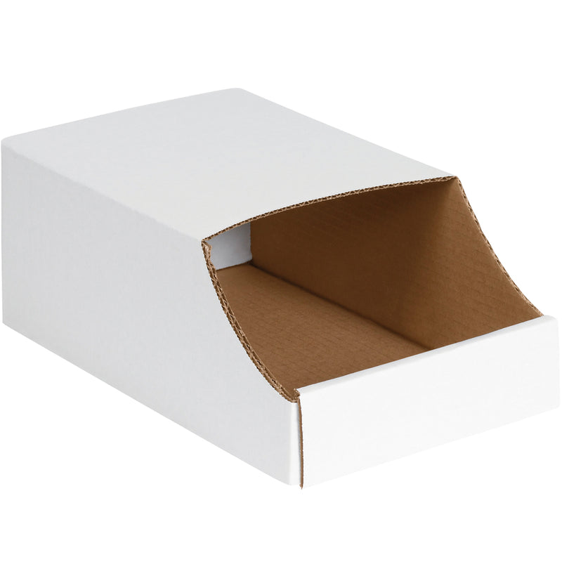 4 x 18 x 4 1/2 Stackable White Corrugated Bin Box - PackagingSupplies.com