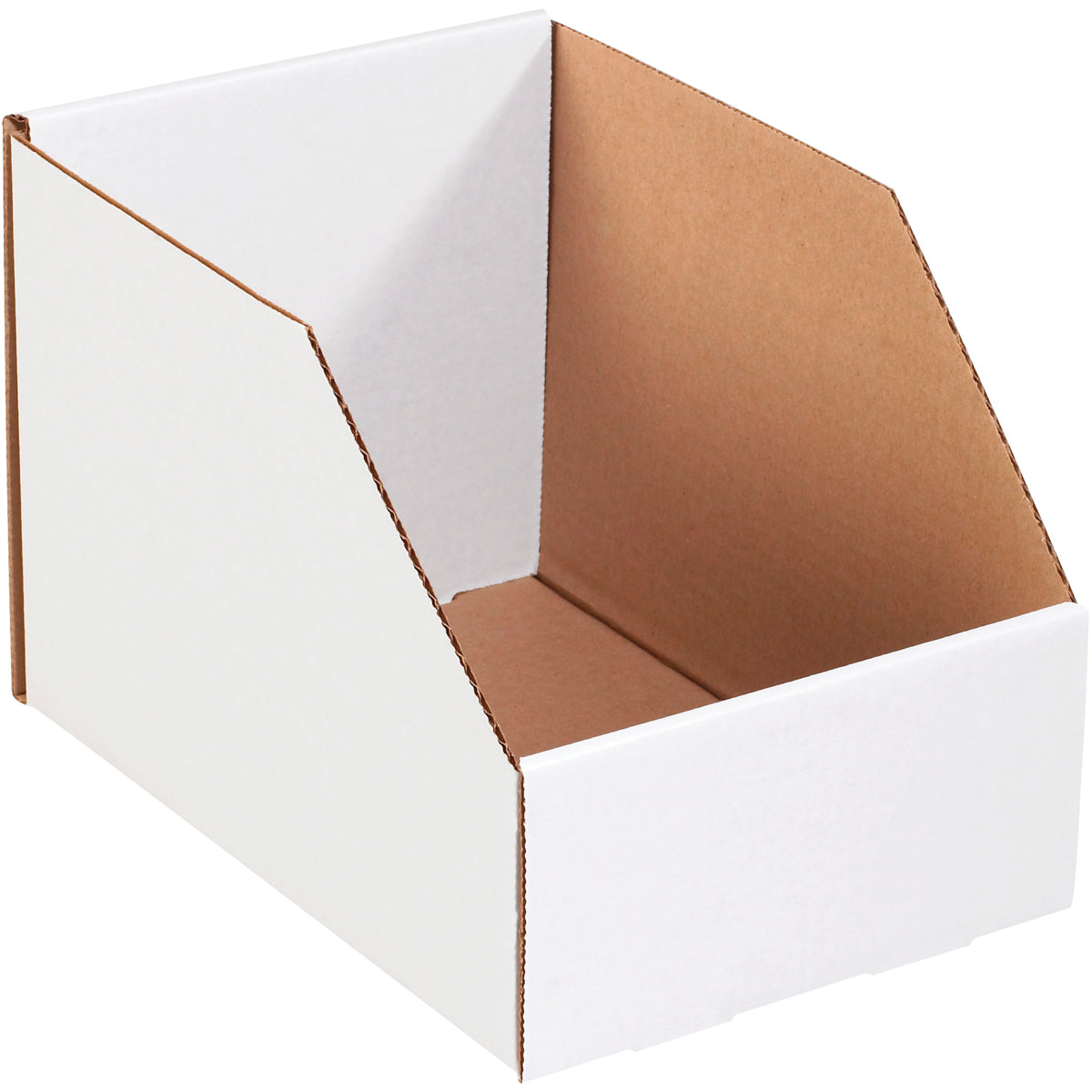 8 x 12 x 8 Open-Top White Corrugated Bin Box
